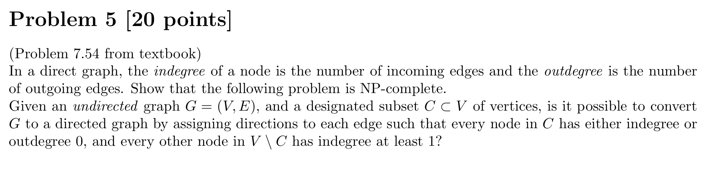 Solved Problem 5 (20 points] (Problem 7.54 from textbook) In | Chegg.com