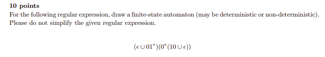 Solved 10 points For the following regular expression, draw | Chegg.com