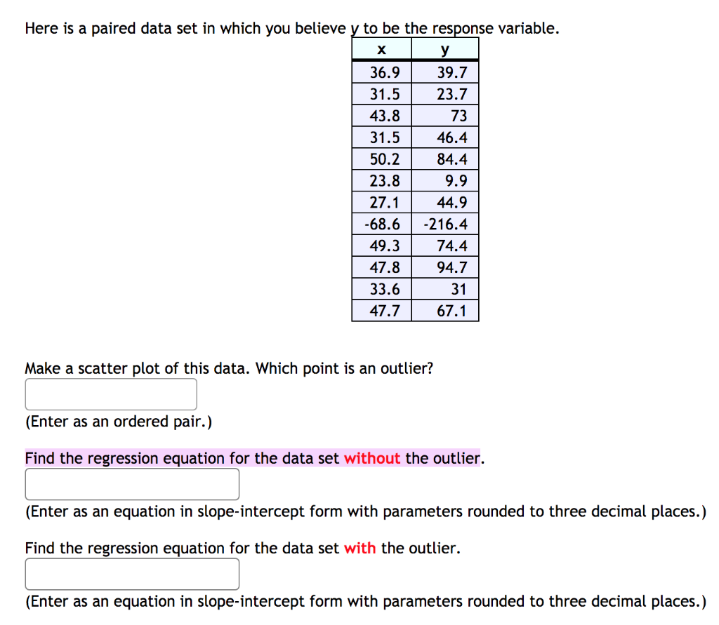 Solved Here is a paired data set in which you believe y to | Chegg.com
