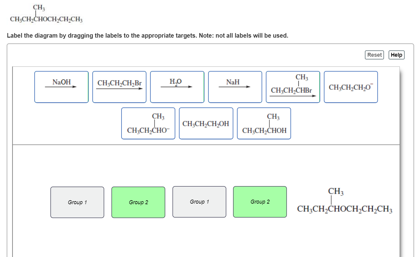 Solved CH3 CH3CH2CHOCH CH2CH3 Label the diagram by dragging | Chegg.com