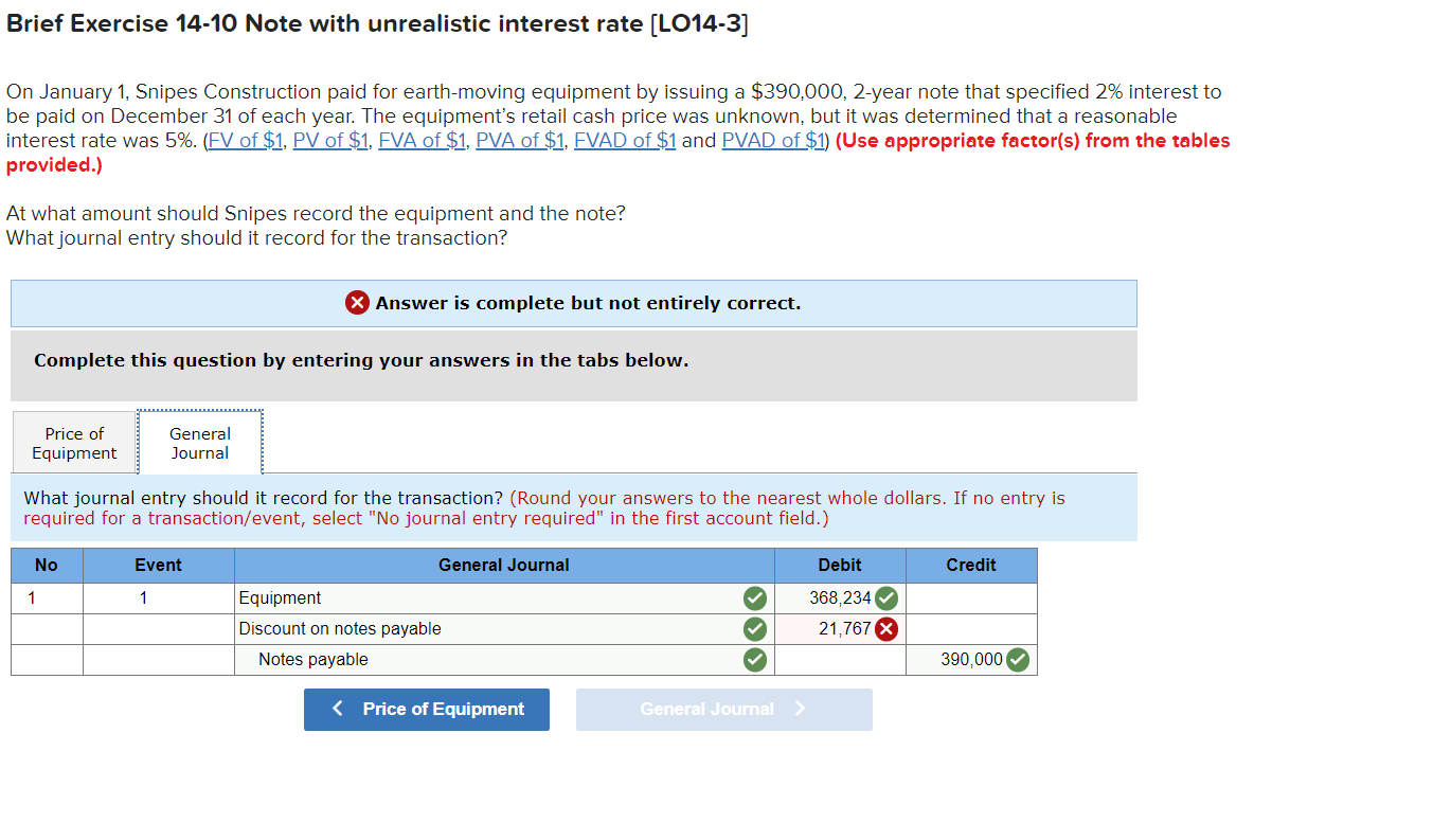 Solved Brief Exercise 14-10 Note with unrealistic interest | Chegg.com