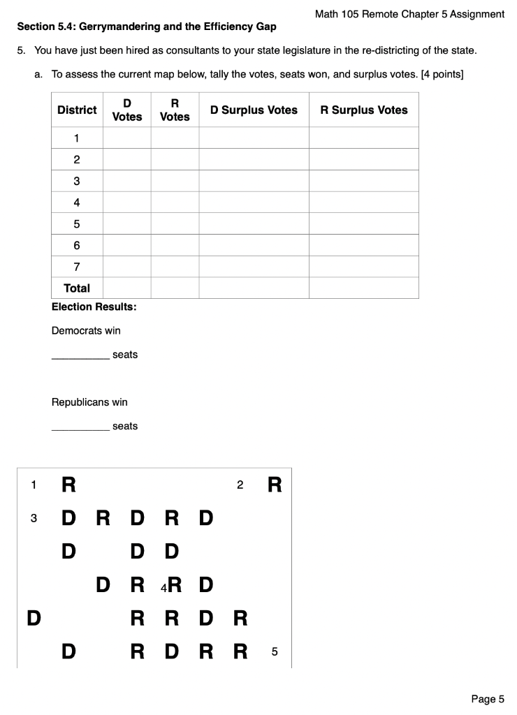 Solved Math 105 Remote Chapter 5 Assignment Section 5.4: | Chegg.com