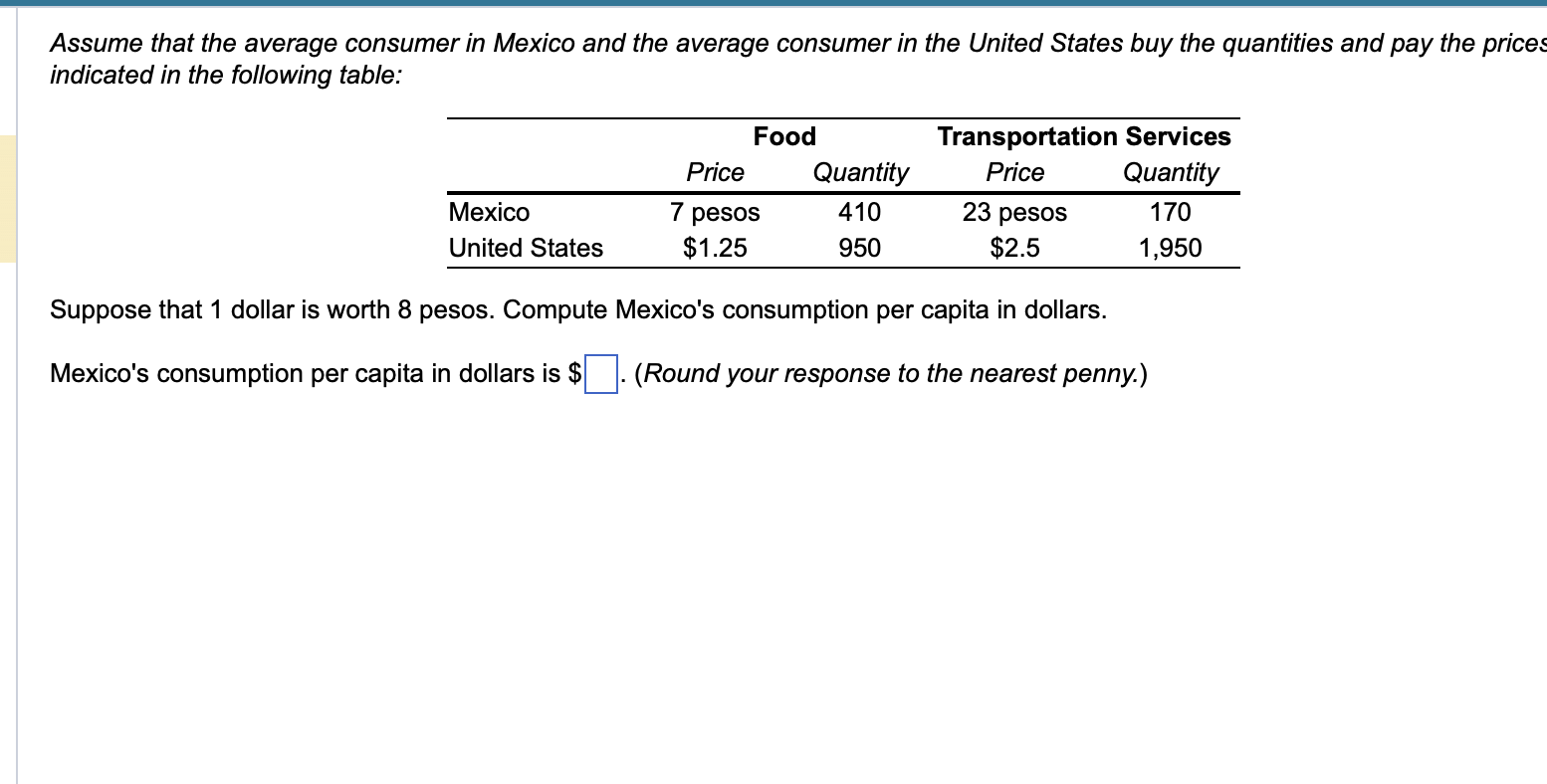 Assume that the average consumer in Mexico and the | Chegg.com