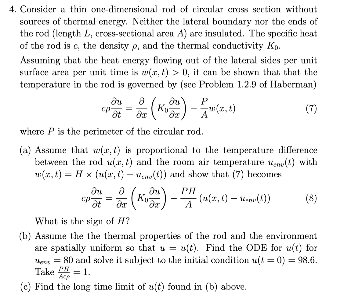 Solved 4. Consider a thin one-dimensional rod of circular | Chegg.com
