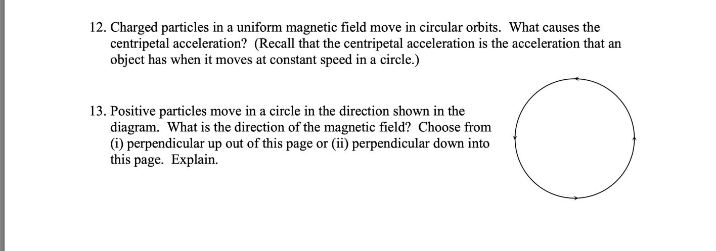 Solved 12. Charged particles in a uniform magnetic field | Chegg.com