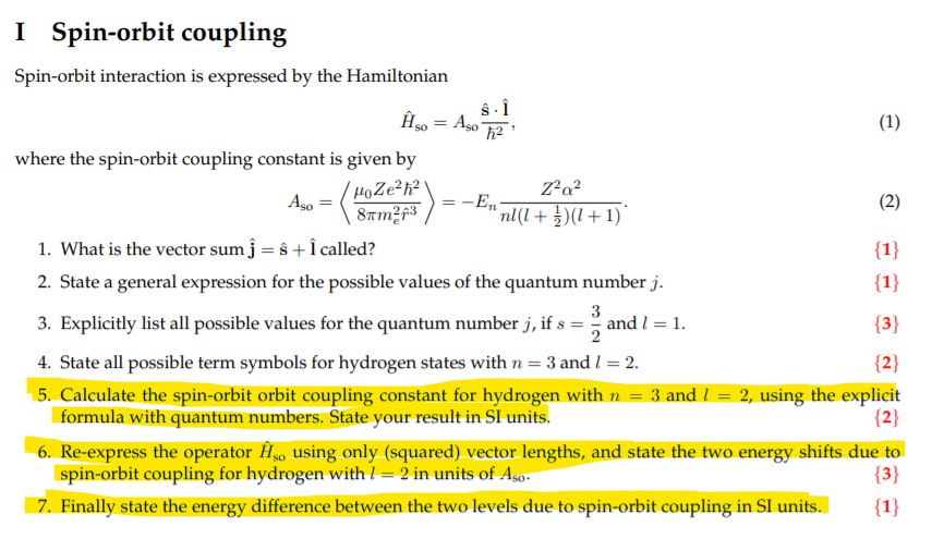 Solved Aso I Spin-orbit coupling Spin-orbit interaction is | Chegg.com