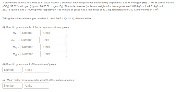 Solved A gravimetric analysis of a mixture of gases used in | Chegg.com