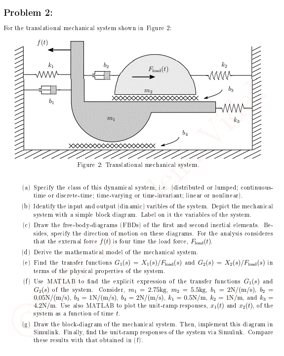 Solved Problem 2: For the translational mechanical system | Chegg.com