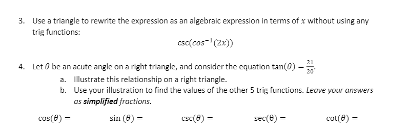 Solved 3. Use a triangle to rewrite the expression as an | Chegg.com