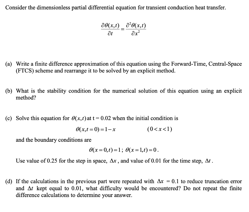 Solved Consider The Dimensionless Partial Differential