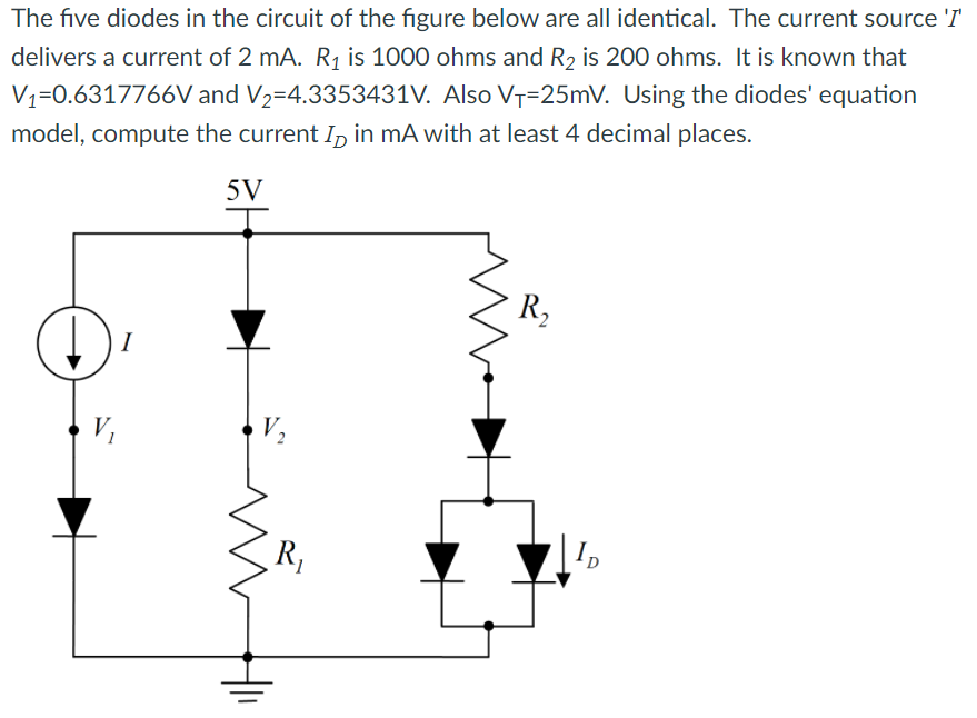 Solved The five diodes in the circuit of the figure below | Chegg.com