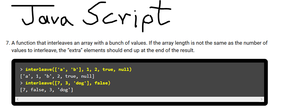 Solved Java Seript 7. A function that interleaves an array | Chegg.com