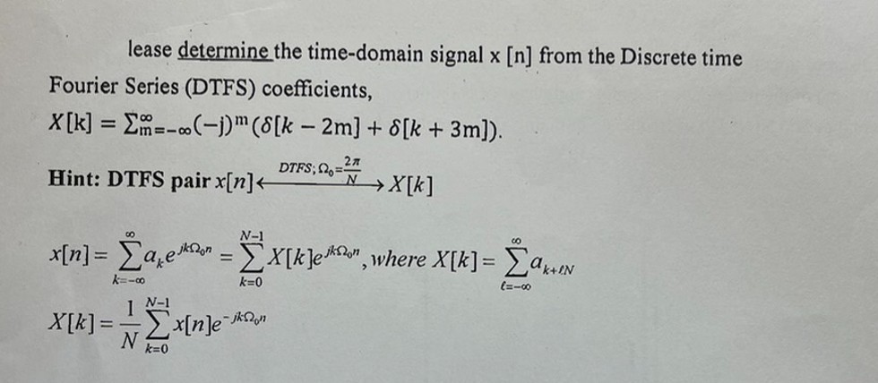 Solved lease determine the time-domain signal x[n] ﻿from the | Chegg.com