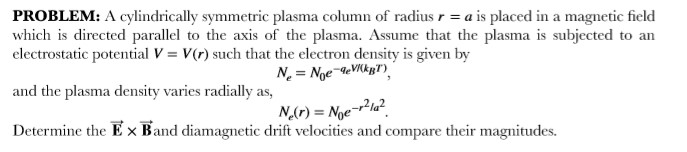 Solved PROBLEM: A cylindrically symmetric plasma column of | Chegg.com