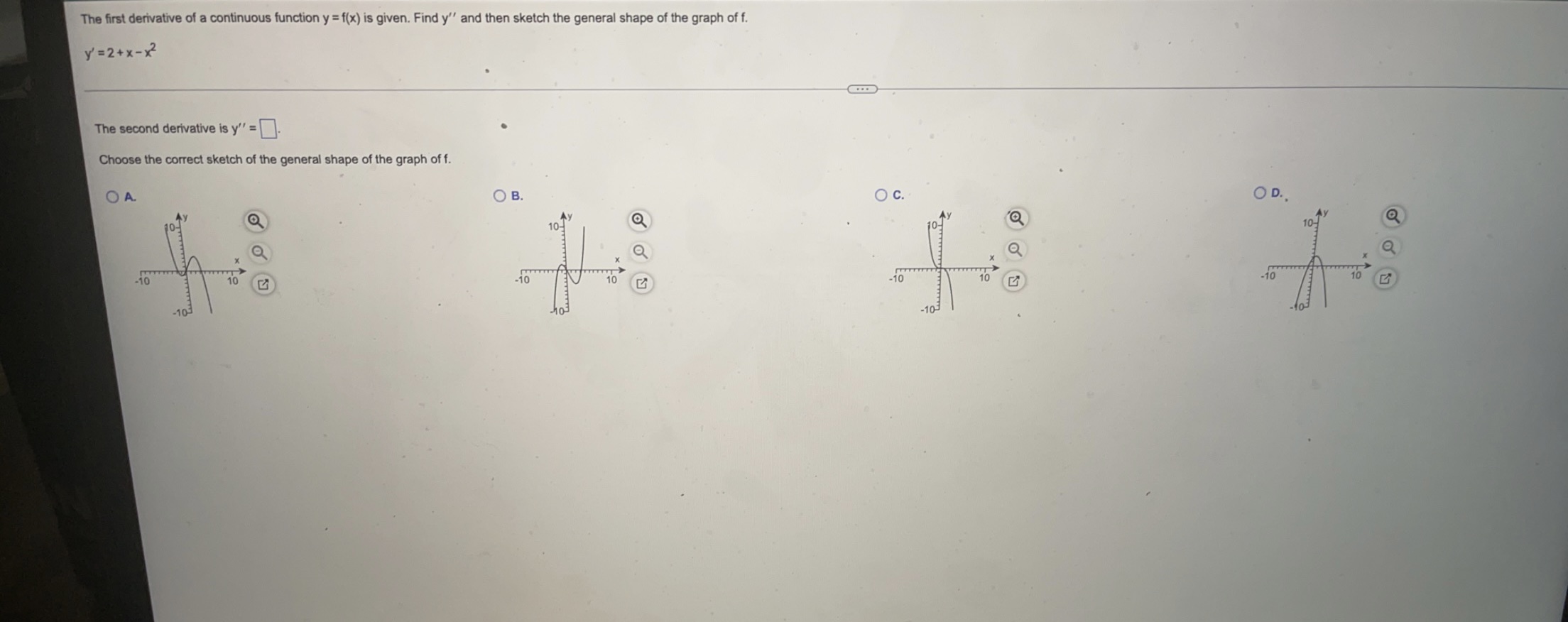 Solved The first derivative of a continuous function y=f(x) | Chegg.com