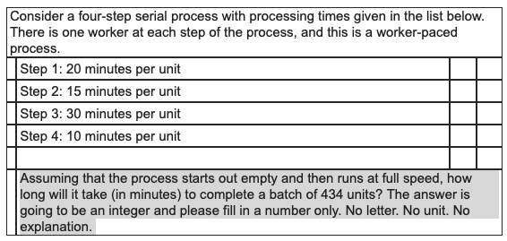 Solved Consider a four-step serial process with processing | Chegg.com