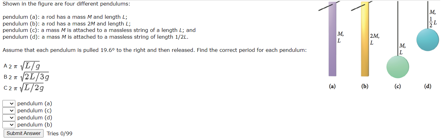 Solved Shown in the figure are four different pendulums: | Chegg.com