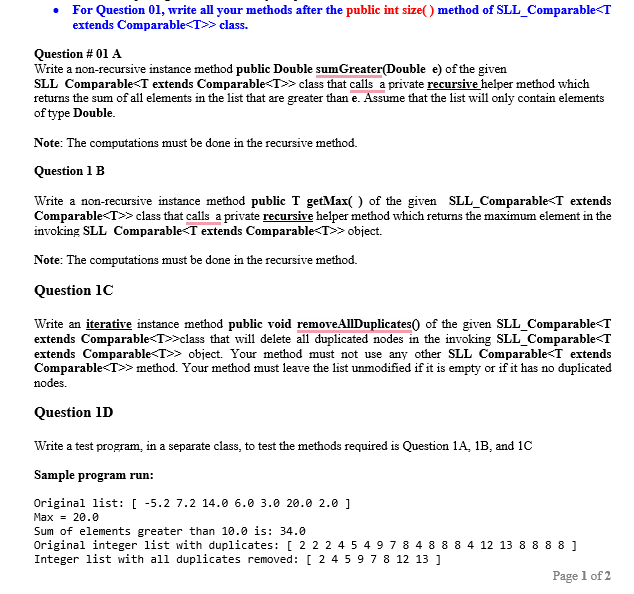 Solved public class SLL_Comparable