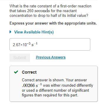 Solved A certain first-order reaction has a rate constant | Chegg.com