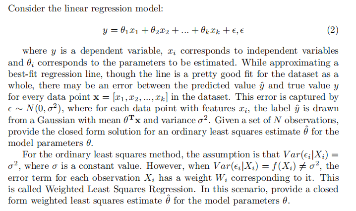 Consider the linear regression model: | Chegg.com