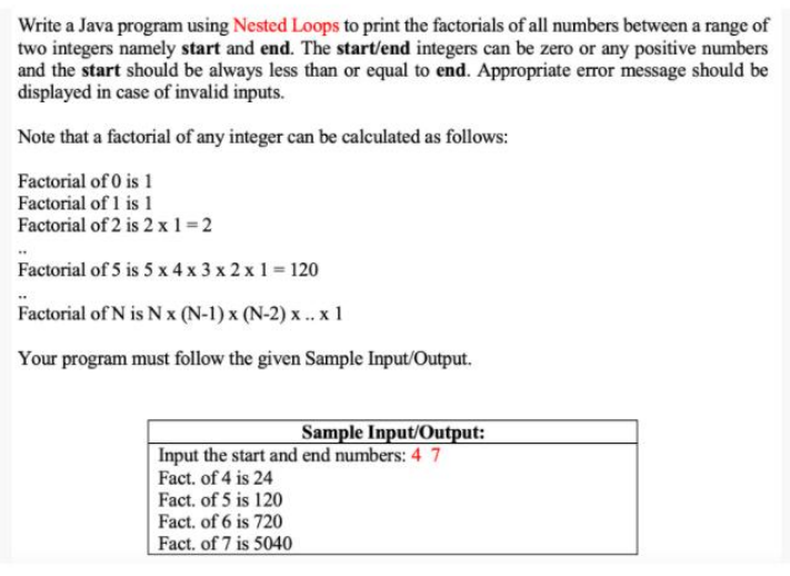 Solved Write A Java Program Using Nested Loops To Print The