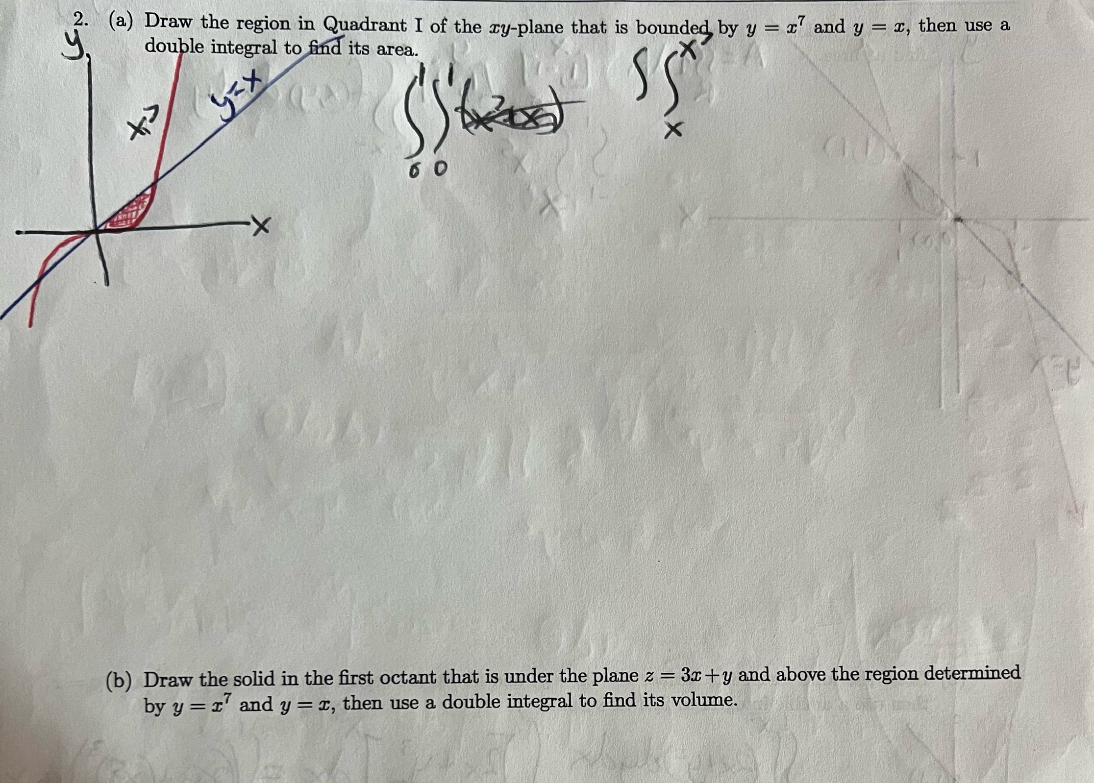 Solved (a) ﻿Draw the region in Quadrant I of the xy-plane | Chegg.com