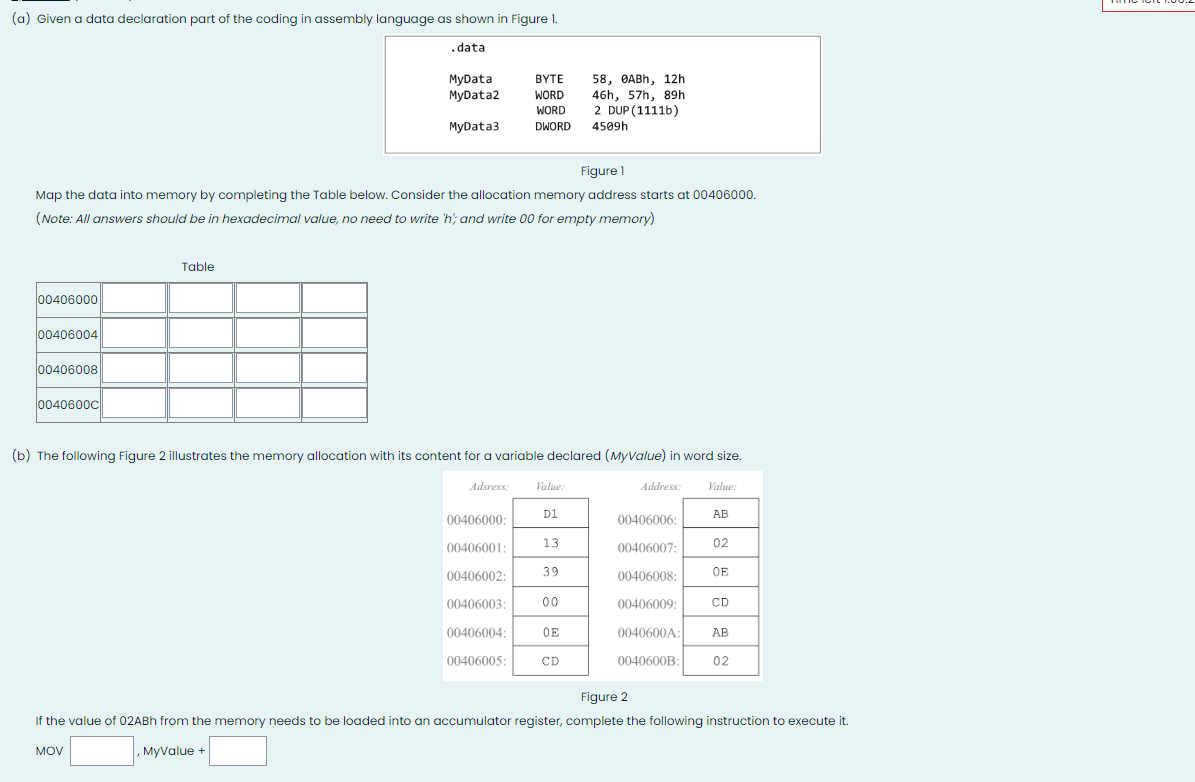 Solved A Given A Data Declaration Part Of The Coding In 7865