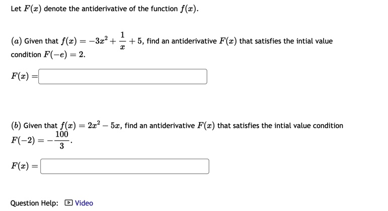 Solved Let F(x) ﻿denote the antiderivative of the function | Chegg.com