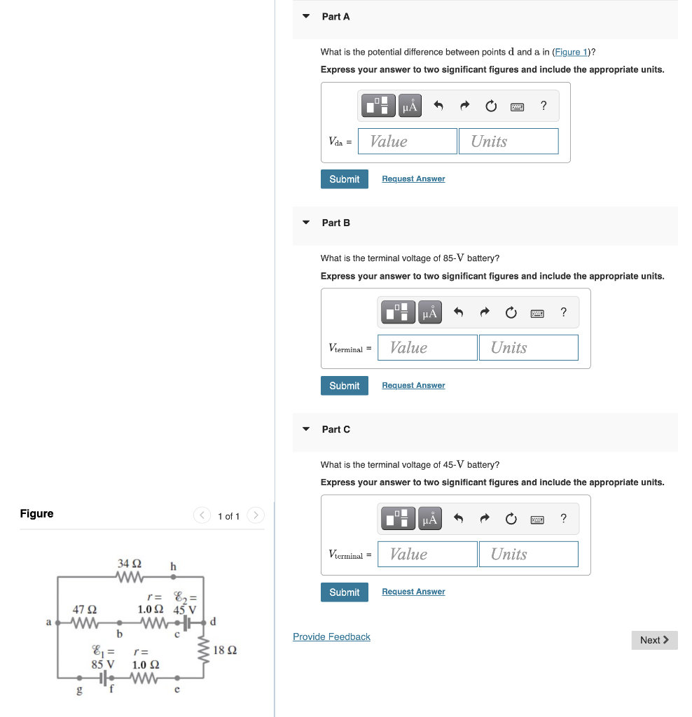 Solved What is the potential difference between points d and | Chegg.com