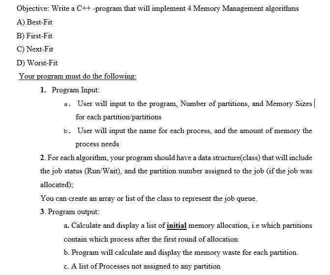 Solved Objective: Write a C++ -program that will implement 4 | Chegg.com