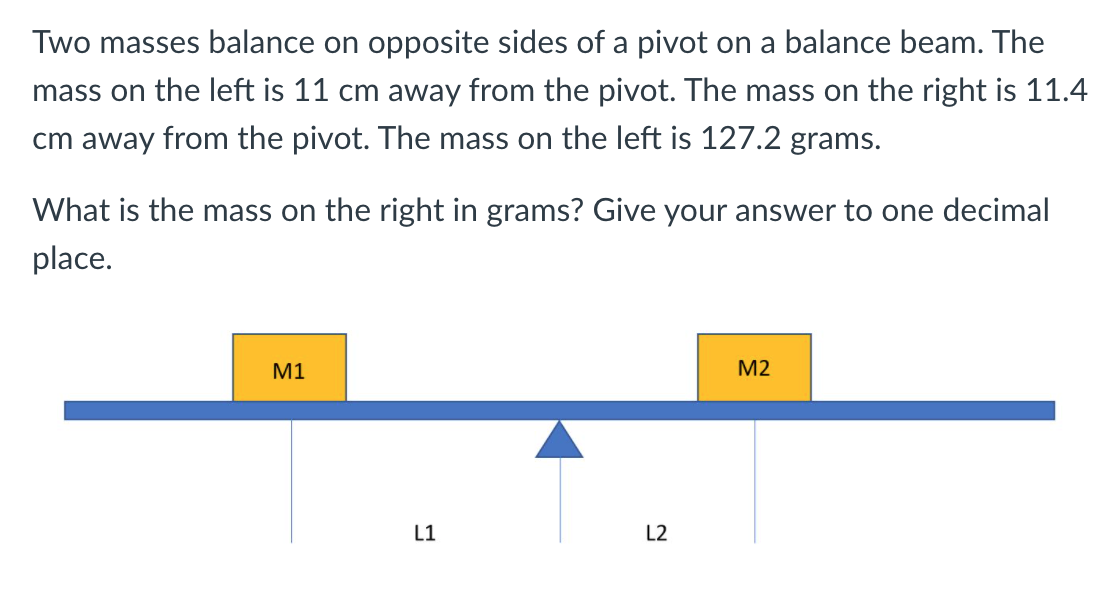 Solved Two masses balance on opposite sides of a pivot on a | Chegg.com