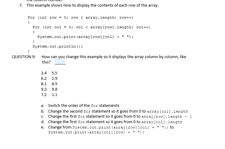 Solved 7. This example shows how to display the contents of | Chegg.com