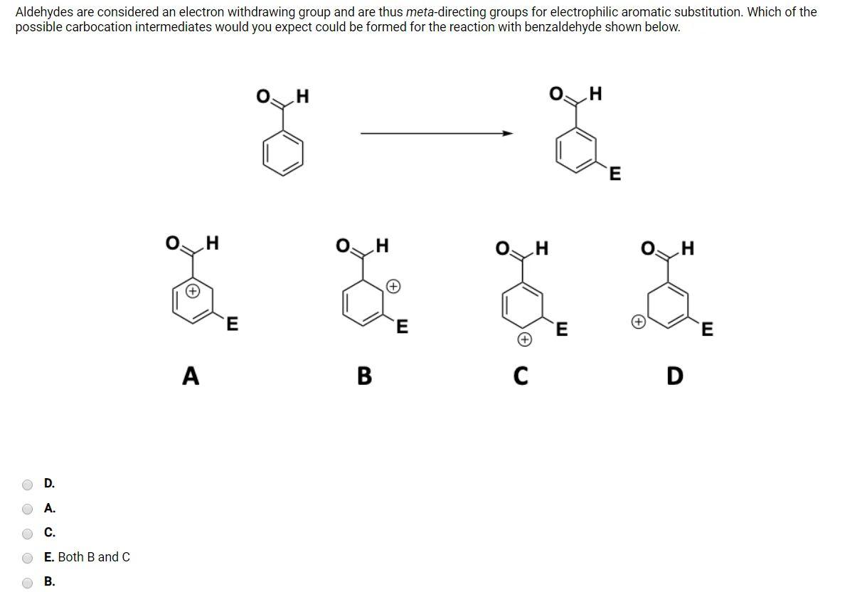 Solved Aldehydes are considered an electron withdrawing | Chegg.com