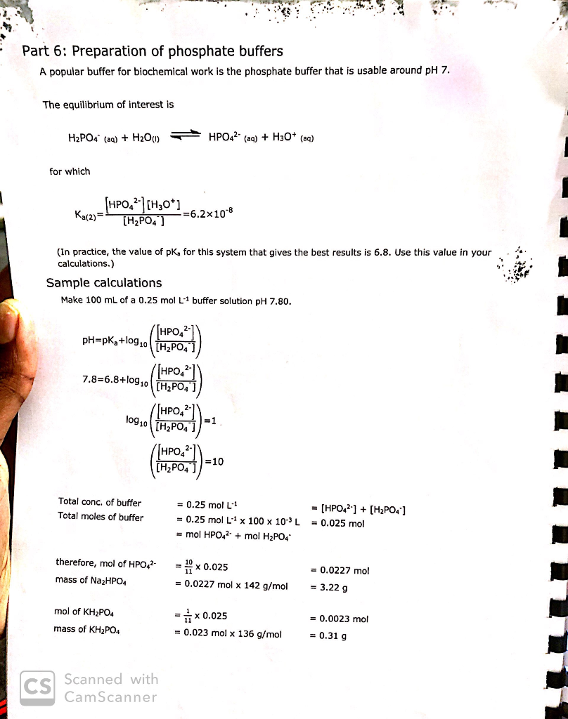 Solved Part 6: Preparation of phosphate buffers A popular | Chegg.com