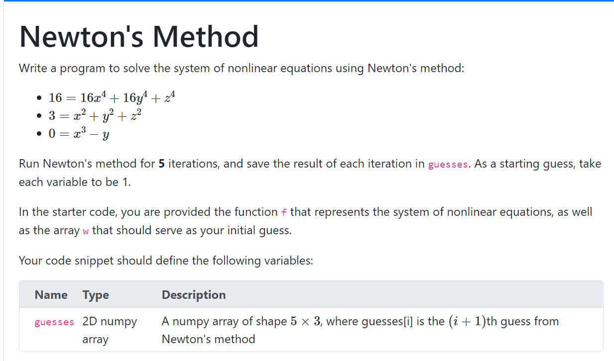 Solved Newton s Method Write A Program To Solve The System Chegg