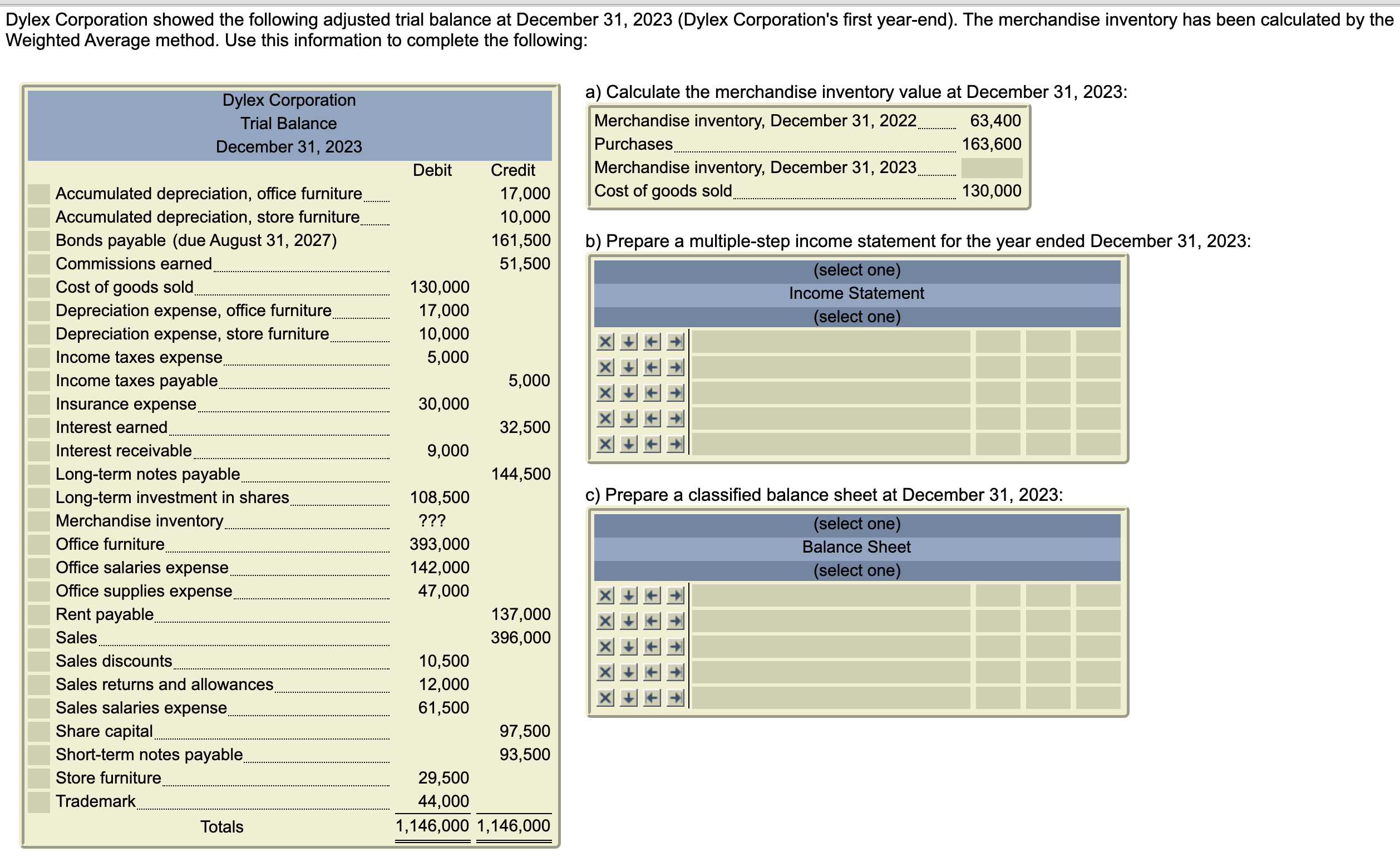 Solved b) Prepare a multiple-step income statement for the | Chegg.com