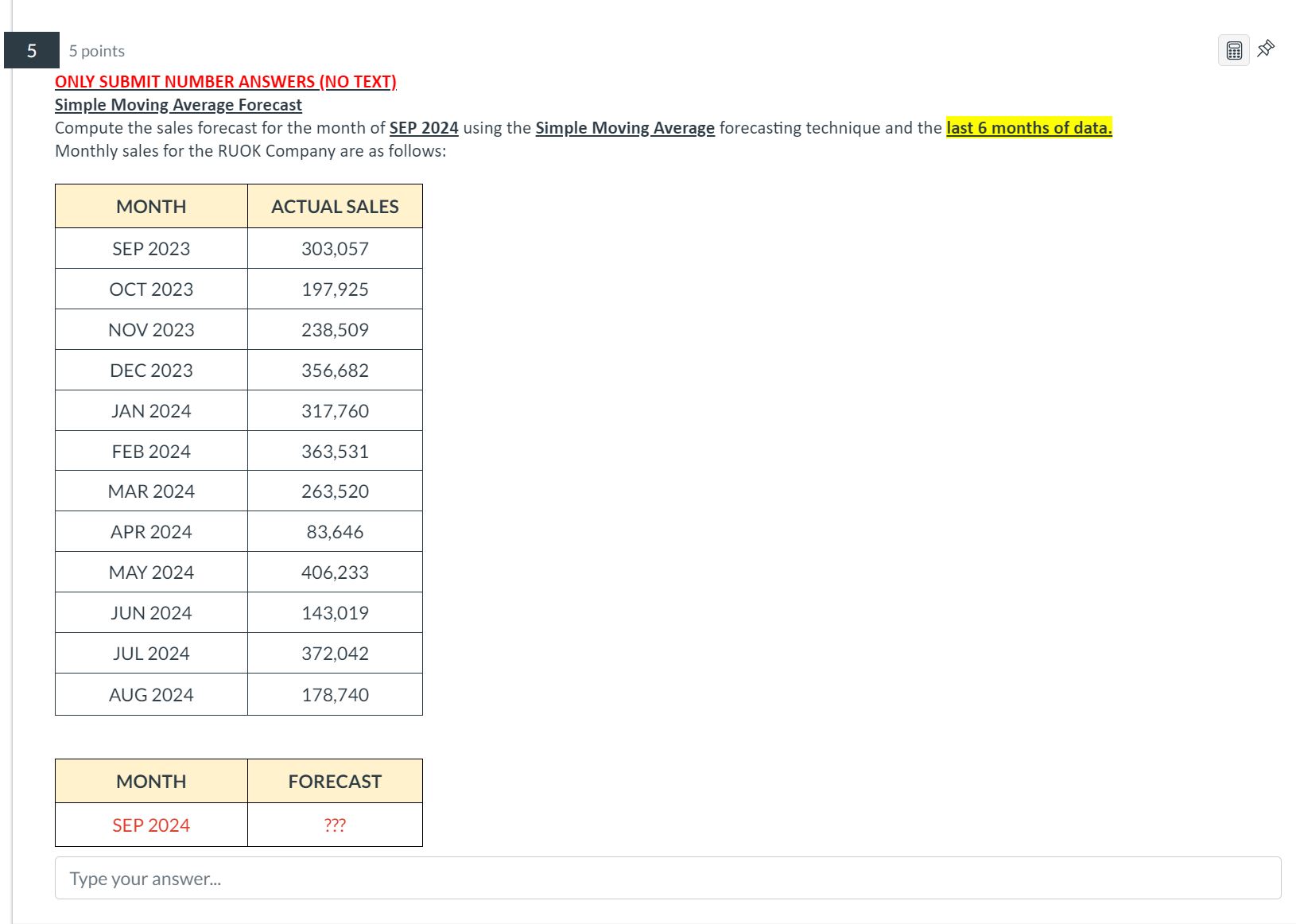 Solved ONLY SUBMIT NUMBER ANSWERS (NO TEXT).Simple Moving | Chegg.com