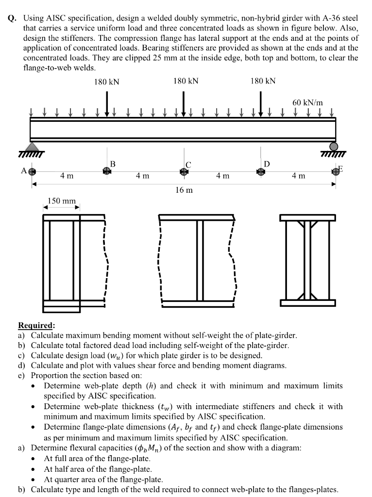 Solved Q. Using AISC specification, design a welded doubly | Chegg.com