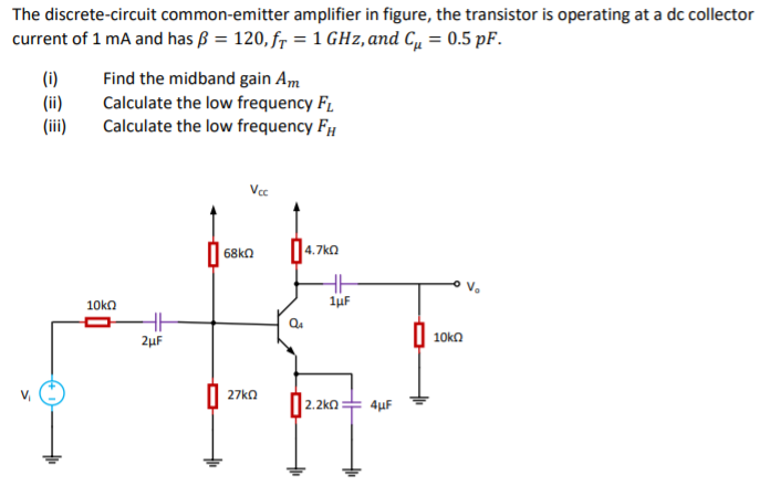 Solved The discrete-circuit common-emitter amplifier in | Chegg.com
