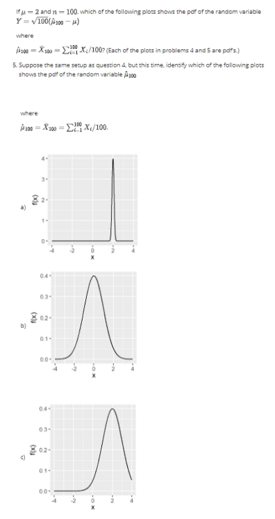 Solved If μ=2 and n=100. which of the following plots shows | Chegg.com