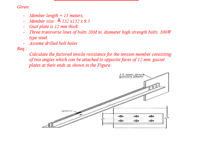 Solved Given: Member length = 15 meters, Member size: 1152 | Chegg.com