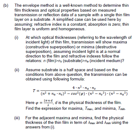 (b) The envelope method is a well-known method to | Chegg.com