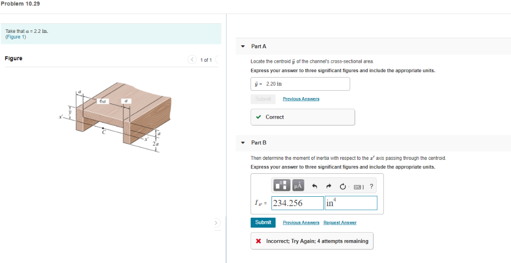 Solved Problem 10.29 Take that a = 2.2 in. (Figure 1) Part A | Chegg.com