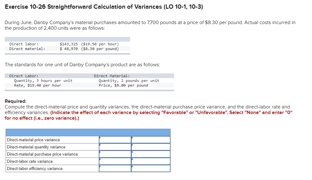 Solved Exercise 10-26 Straightforward Calculation of | Chegg.com