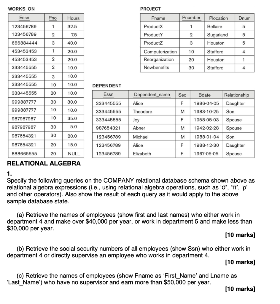 Solved The following question uses the COMPANY database | Chegg.com