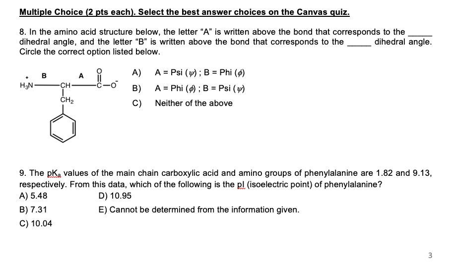 Solved Multiple Choice (2 pts each). Select the best answer | Chegg.com