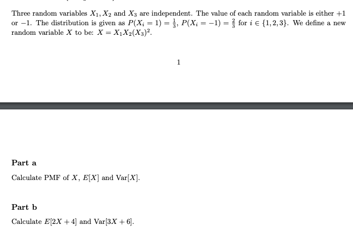 Solved Three random variables X1, X, and X3 are independent. | Chegg.com