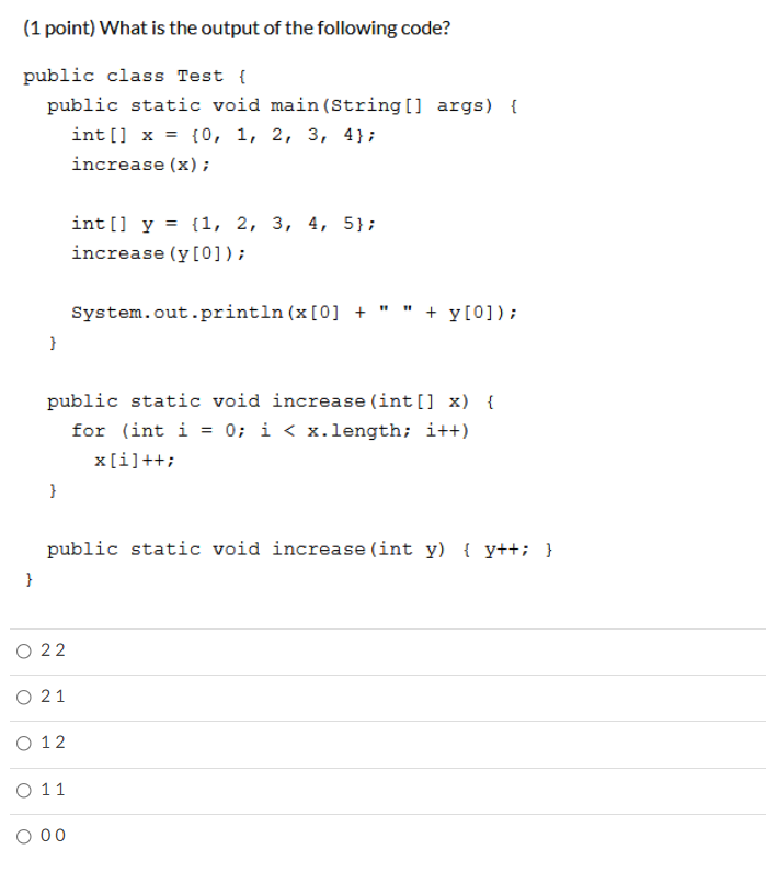 Solved (2 points) Consider these two methods: public static | Chegg.com