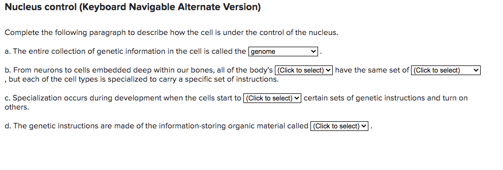 Solved Nucleus control (Keyboard Navigable Alternate | Chegg.com
