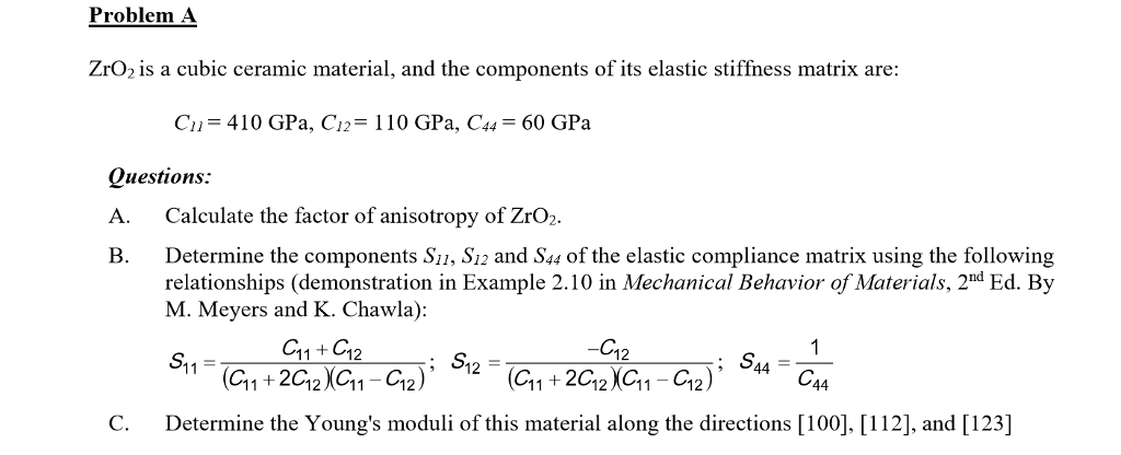 Proble m A ZrO2 is a cubic ceramic material, and the | Chegg.com